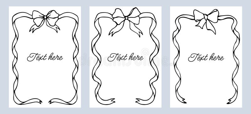 Border Frame Cards. Bow Frames Template with Space for Text Isolated on ...