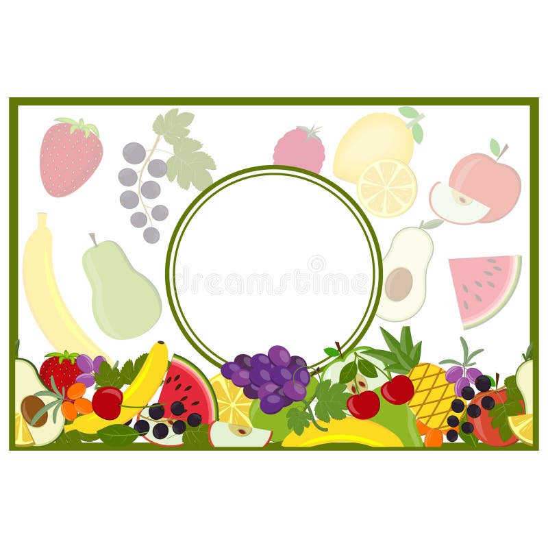 Border frame fruit stock vector. Illustration of juice - 196855397