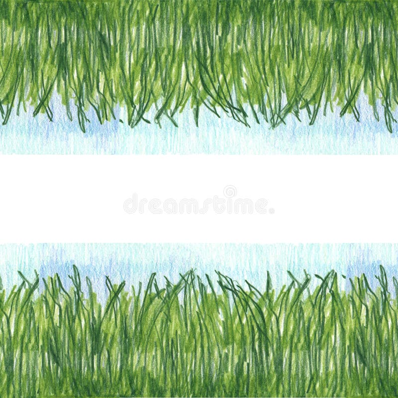 Frame of Grass Fields Texture and Sky Made in the Technique of Colored ...