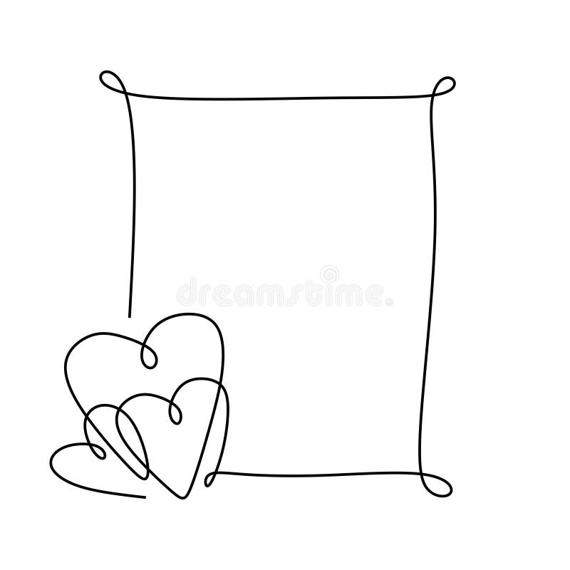 Heart One Line Drawing Symbol of Love. Vector Continuous Hand Drawn ...