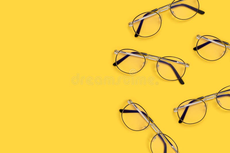 Border Frame Made of Eyeglasses on a Yellow Background Stock Image ...