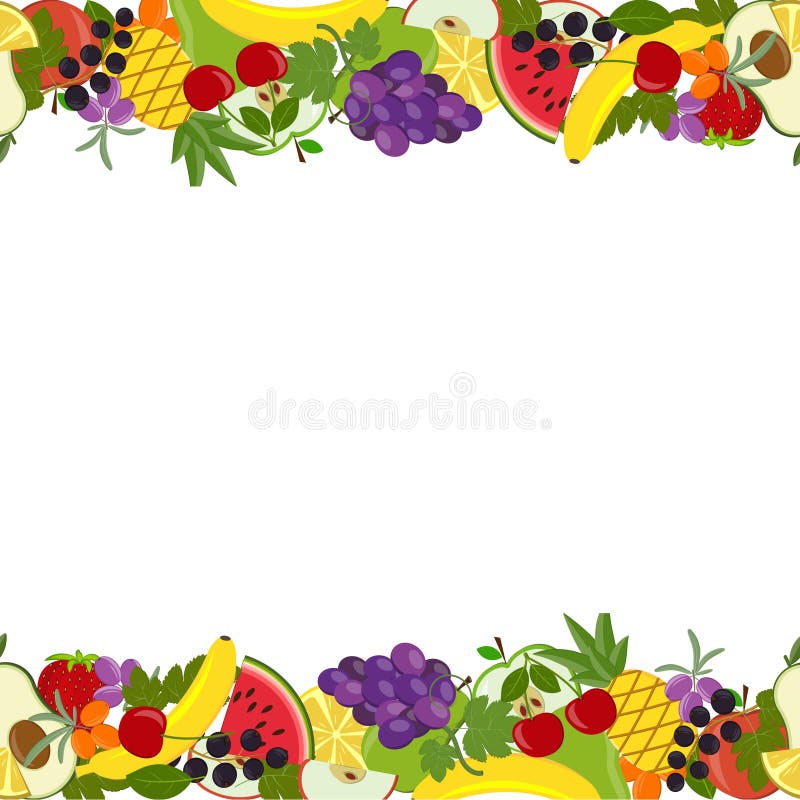 Vector Fruit Panorama Border Art Stock Vector - Illustration of funny ...