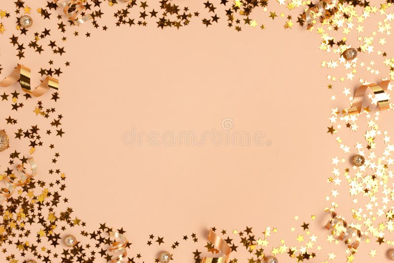 Border Frame Made of Gold Colored Confetti. Stock Photo - Image of ...