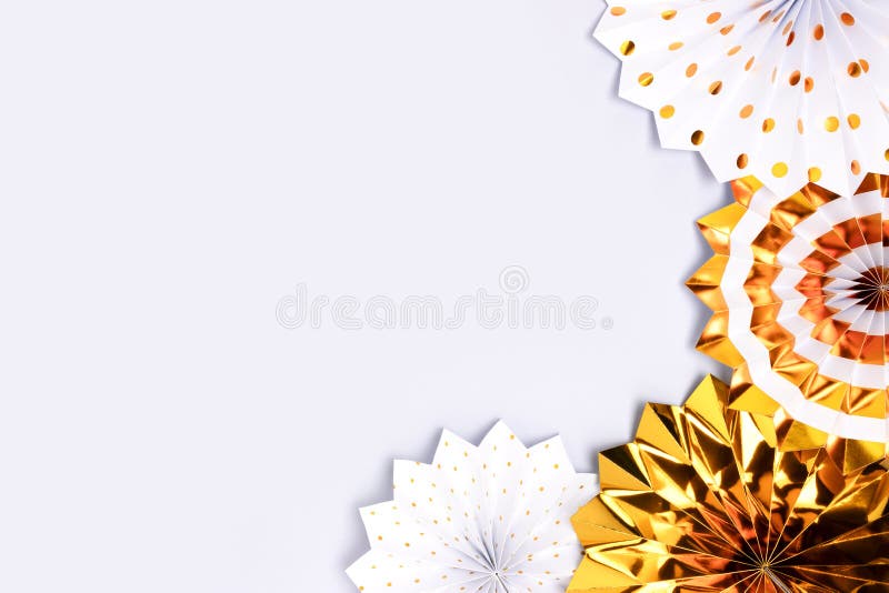 Border Frame Made of Gold Colored Paper Fans. Stock Photo - Image of ...