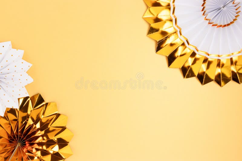 Border Frame Made of Gold Colored Paper Fans. Stock Photo - Image of ...