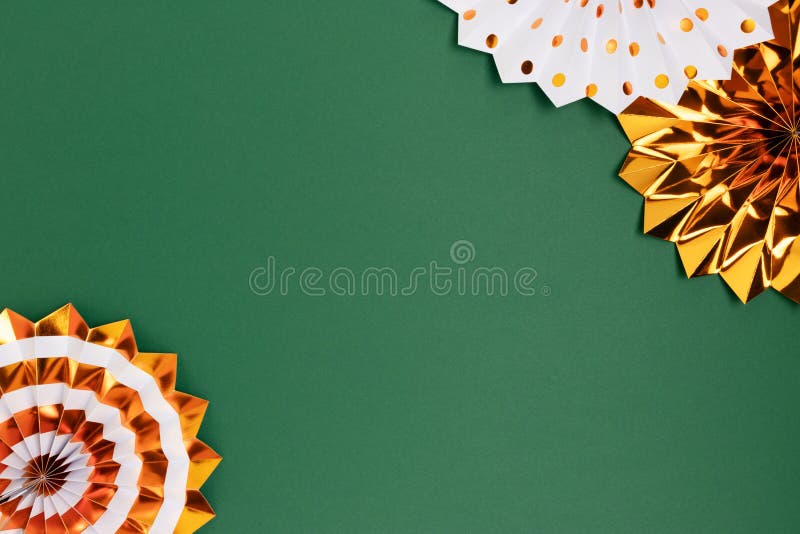 Border Frame Made of Gold Colored Paper Fans. Stock Photo - Image of ...