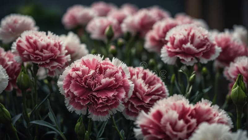 Border Frame Made of Pink and White Carnations. Stock Image - Image of ...