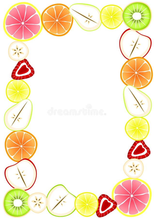 Border Frame with Sliced Fruit Stock Photo - Illustration of cover ...
