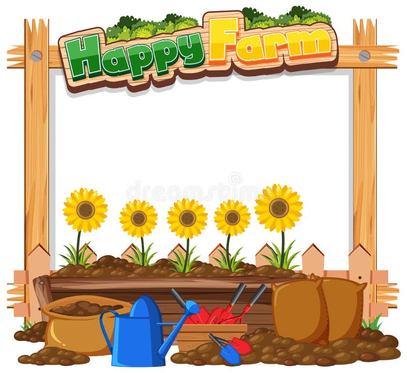 Border Frame Template with Gardening Theme Background Stock Vector ...