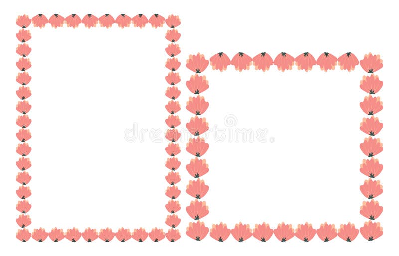 Border Frame Templates with Flourish Decoration. Tulips Pink Purple ...