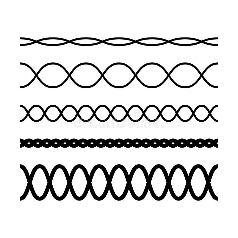 Border Frame Wavy Line Divider, Geometric Shape Element, Horizontal ...