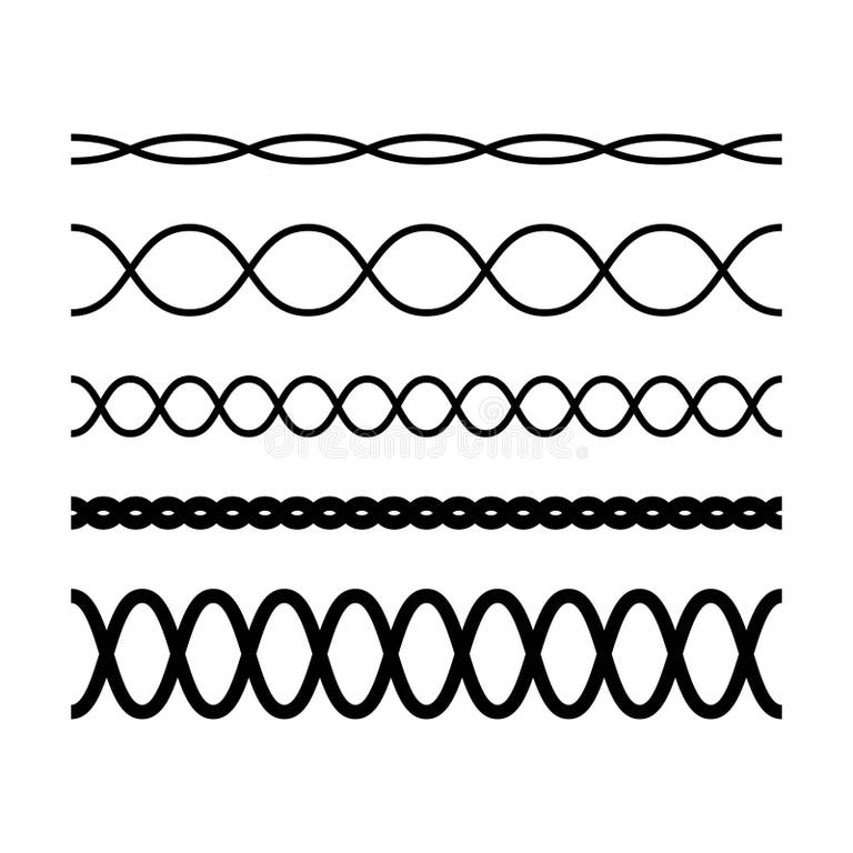 Border Frame Wavy Line Divider, Geometric Shape Element, Horizontal ...