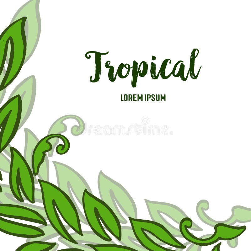 Border Green Leaves Frame for Tropical, Place for Text. Vector Stock ...
