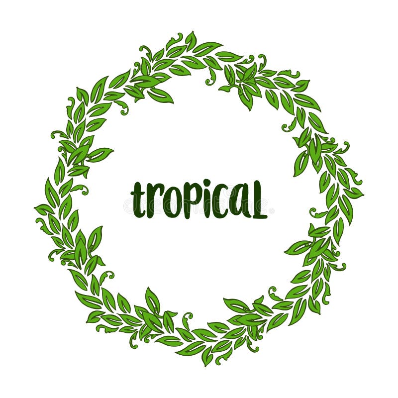 Border Green Leaves Frame for Tropical, Place for Text. Vector Stock ...