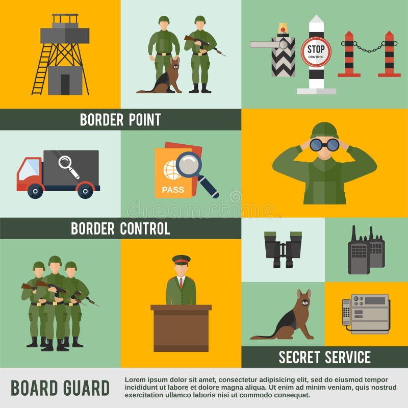 Border Guard Icon Flat stock vector. Illustration of control - 49492238