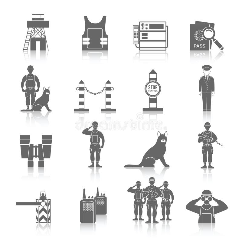 Border Guard Icon Set stock vector. Illustration of guard - 48182246