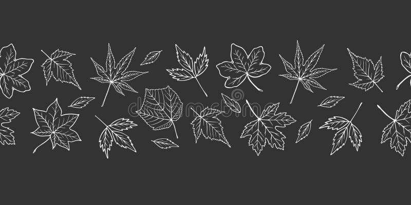 Border Horizontal with Maple Leaves Seamless on a Gray Background ...