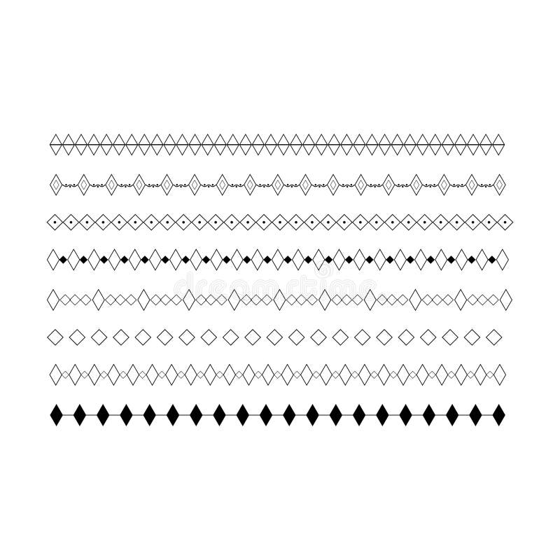 Border Icon, Rhombus Shape Divider Horizontal Line Vector for ...