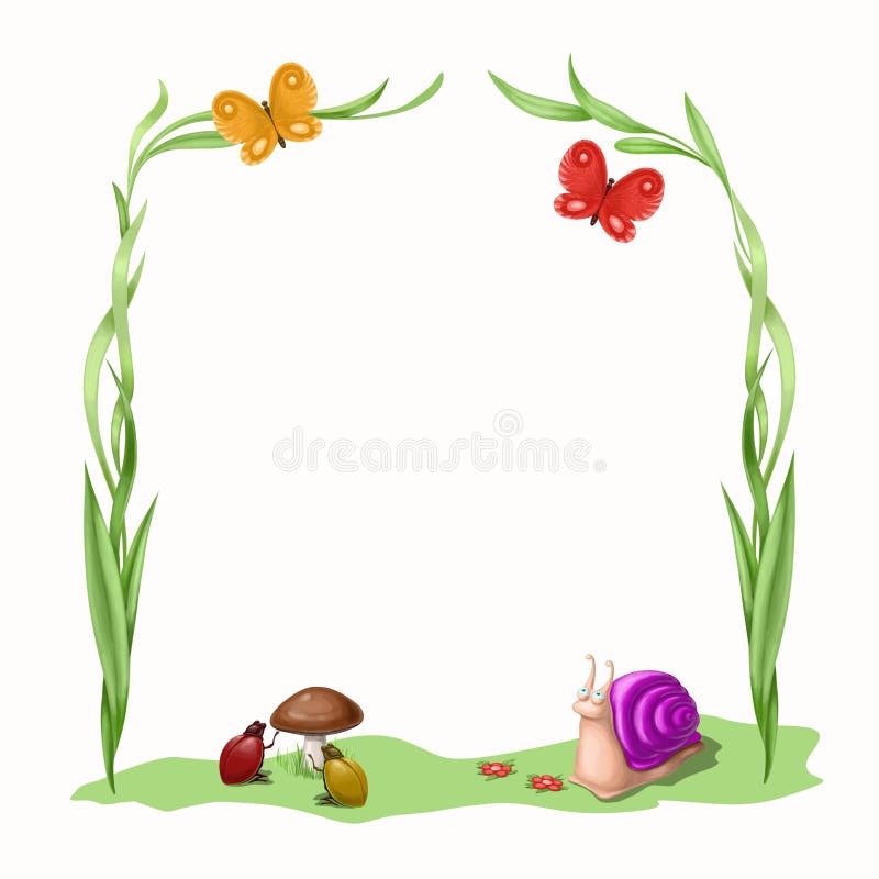 Border with insects stock illustration. Illustration of nature - 15602204