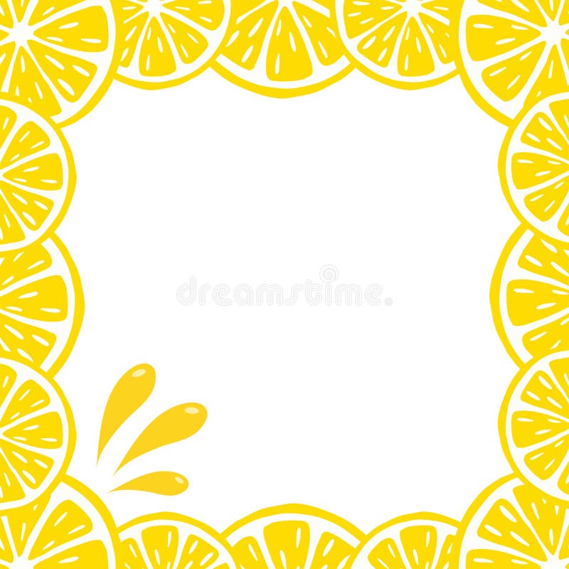 Border of Lemon Slices. Composition of Citrus Fruits. Vector ...