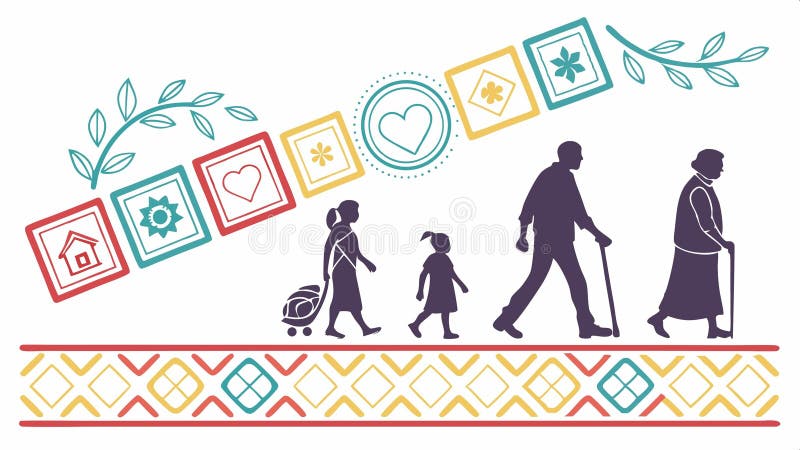 Family Silhouettes Border Vector, Family Values and Generational Bond ...