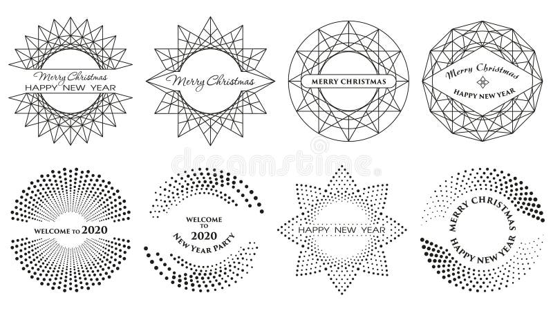 Set of Circular Christmas Ornaments. Stock Vector - Illustration of ...