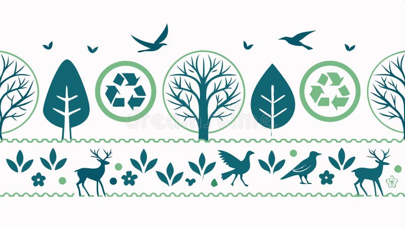 Trees and Birds Silhouette Border, Nature Frame and Ecological Design ...