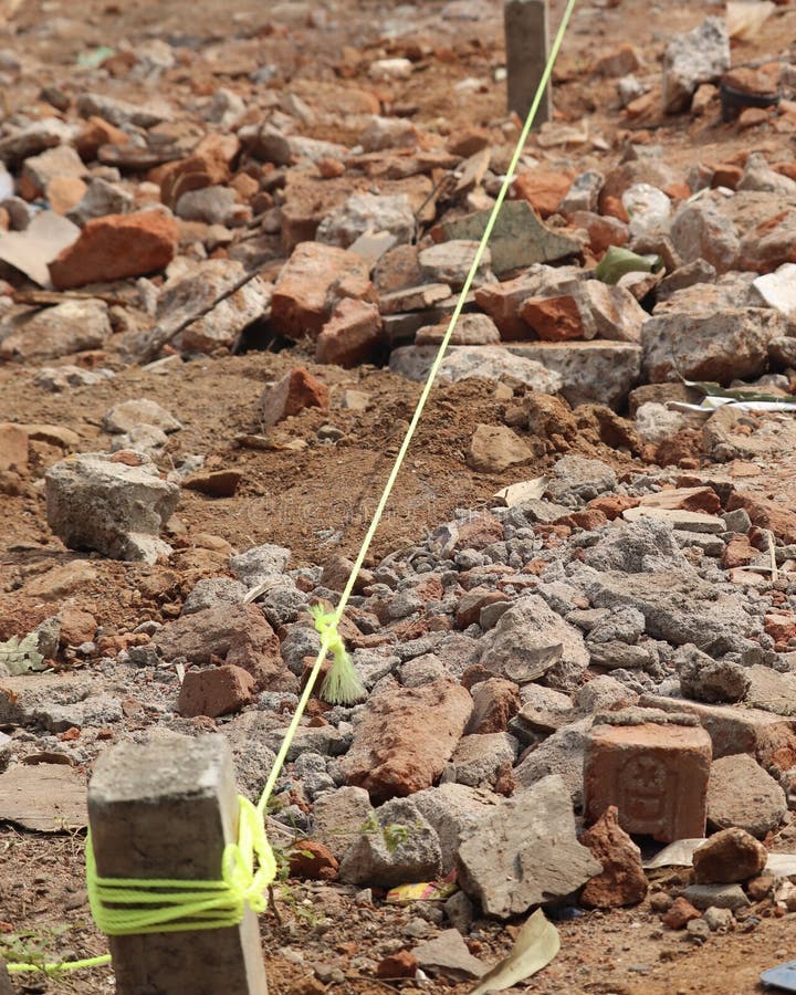 Close-up View of a Construction Land Filled with Sand, Broken Bricks ...