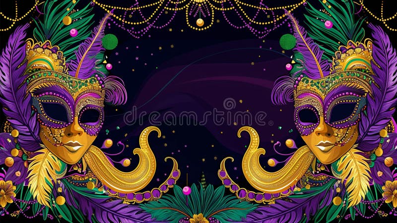 A Border for a Mardi Gras Event 2 Stock Illustration - Illustration of ...