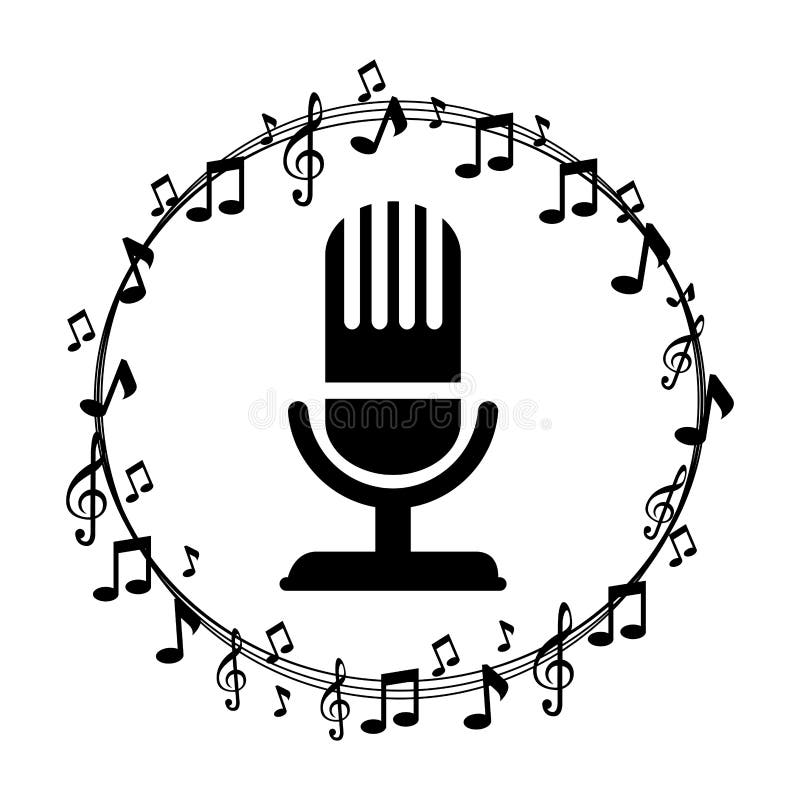 Microphone And Musical Notes Border Stock Vector - Illustration of ...