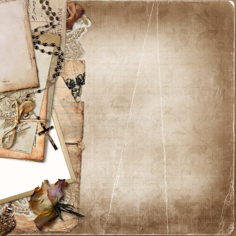 Border with Old Documents, Photo on the Vintage Background Stock ...