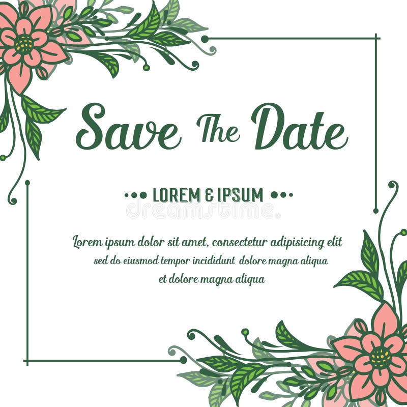 Border Pattern of Leaf Flower Frame, for Elegant Card Save the Date ...