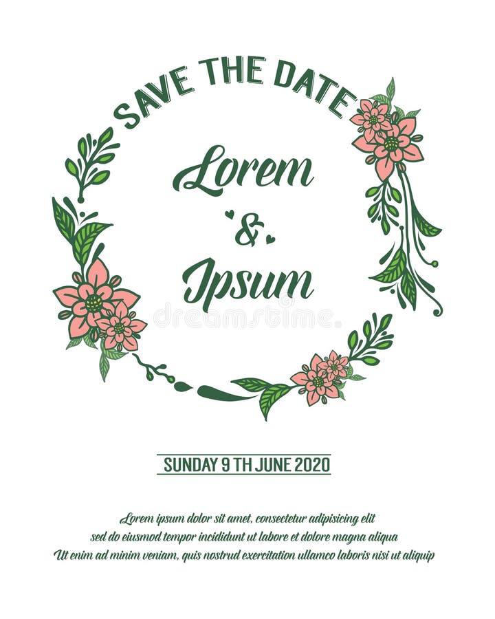 Border Pattern of Leaf Flower Frame, for Elegant Card Save the Date ...