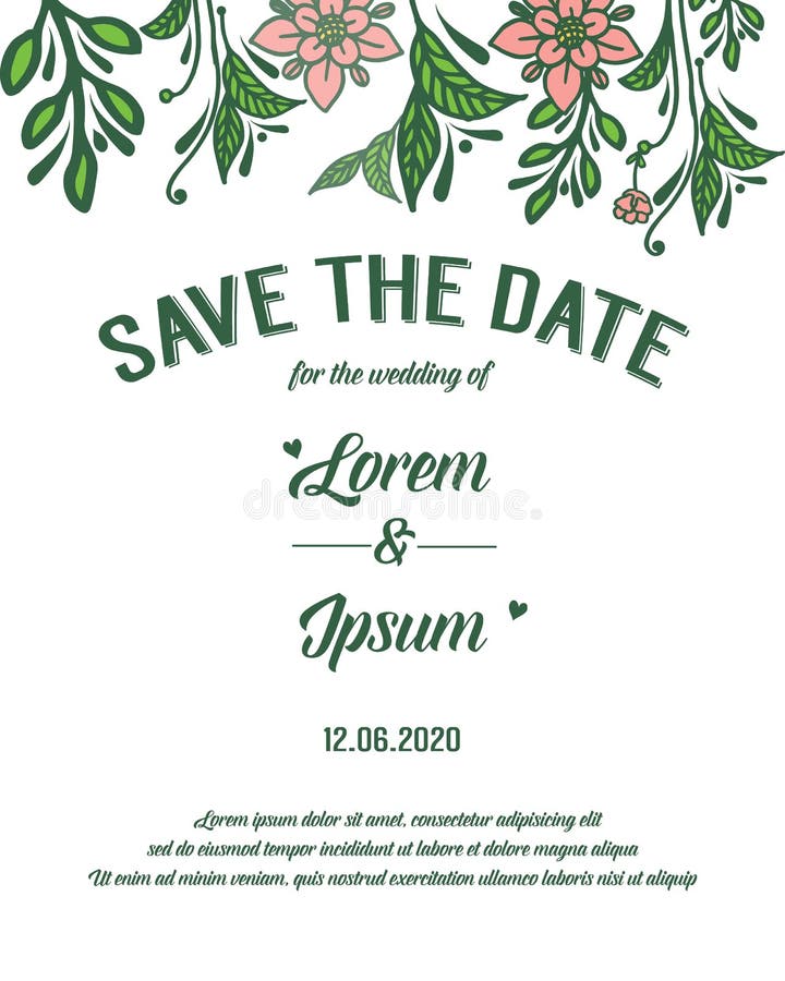 Border Pattern of Leaf Flower Frame, for Elegant Card Save the Date ...