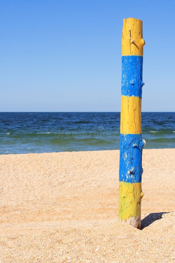 Border post at the beach stock image. Image of column - 28970047