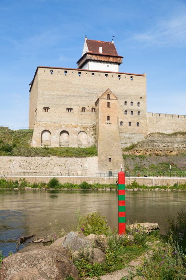 Border Post on the Narva River Stock Photo - Image of european, citadel ...