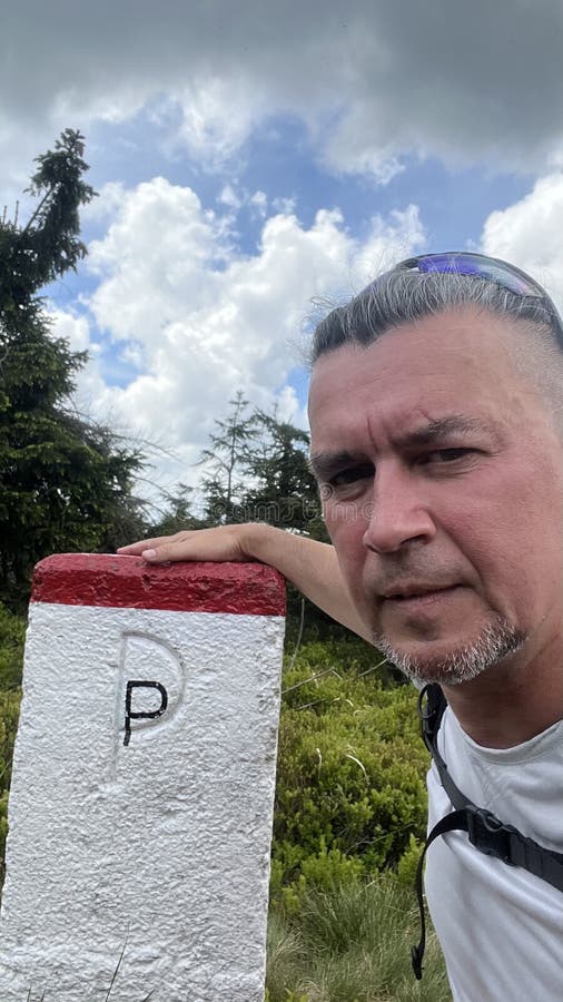 Border Post between the Republic of Poland and the Czech Republic. Man ...