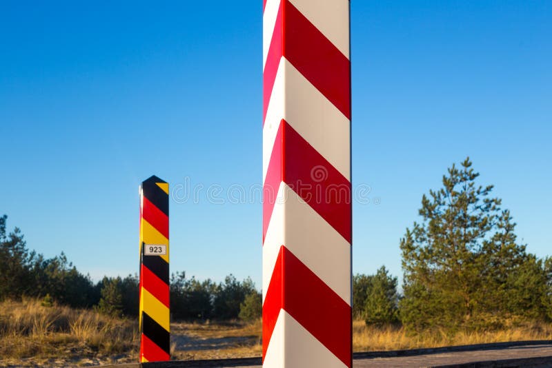 Poles at the Border Crossing Point of Germany and Poland Stock Photo ...