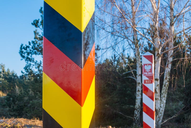 Poles at the Border Crossing Point of Germany and Poland Stock Photo ...