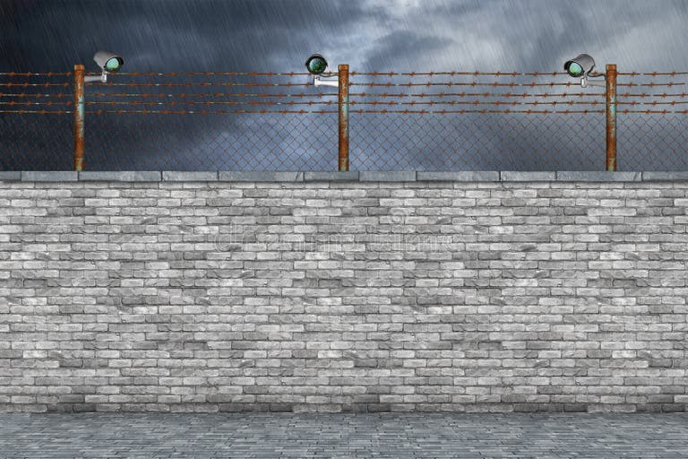 Border prison wall concept stock illustration. Illustration of brick ...