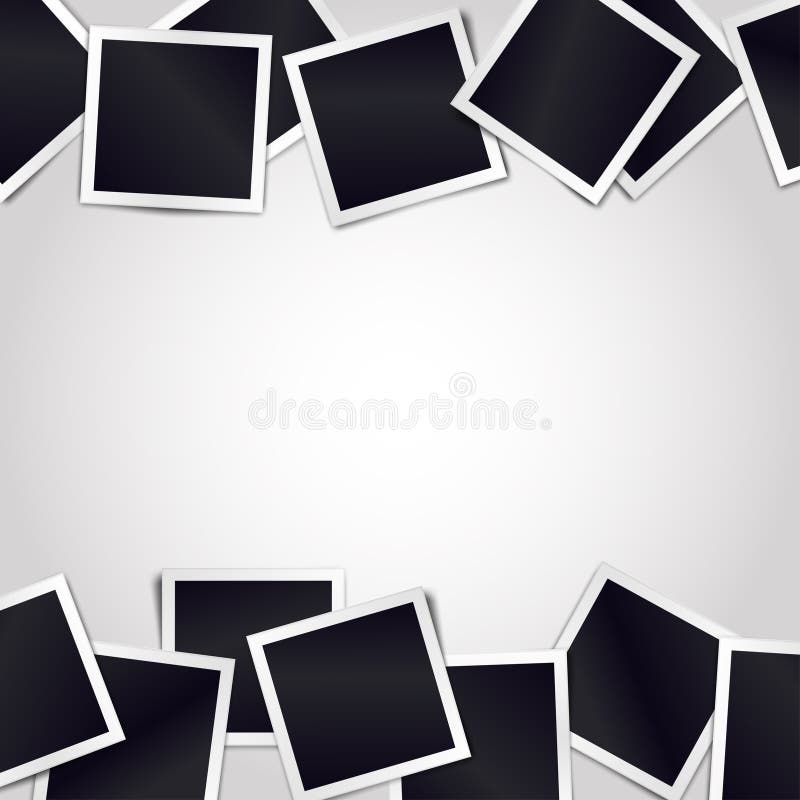 Border of Realistic Black Photo Frames on Transparent Background Stock ...