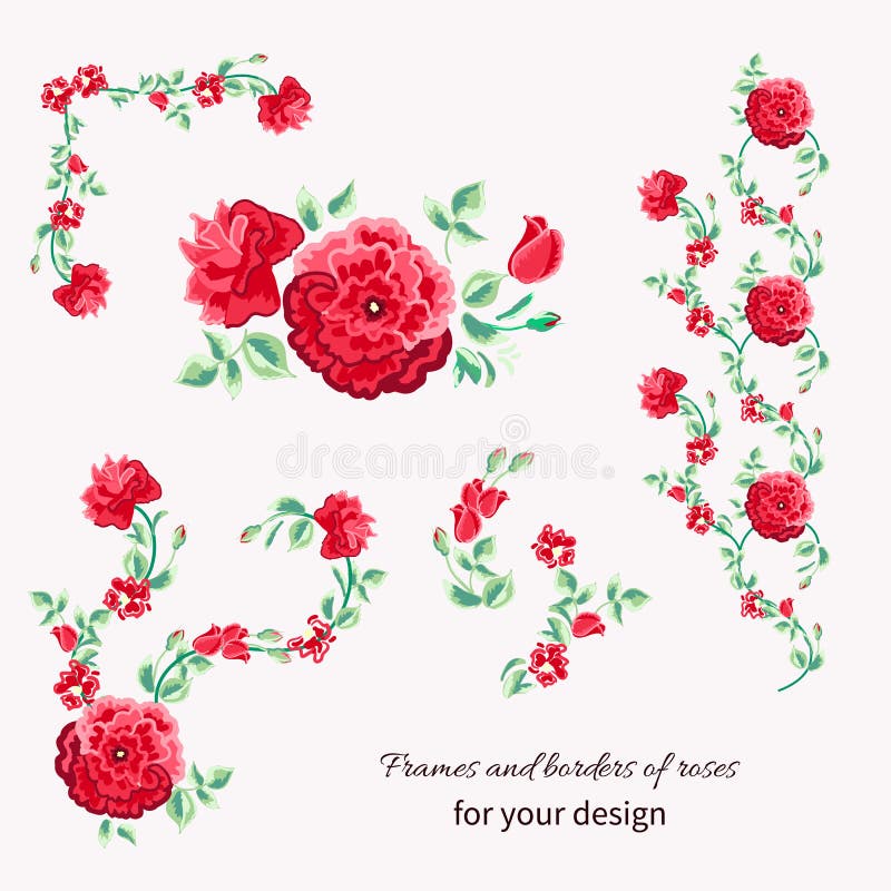 Border of red roses stock vector. Illustration of fashion - 68182753