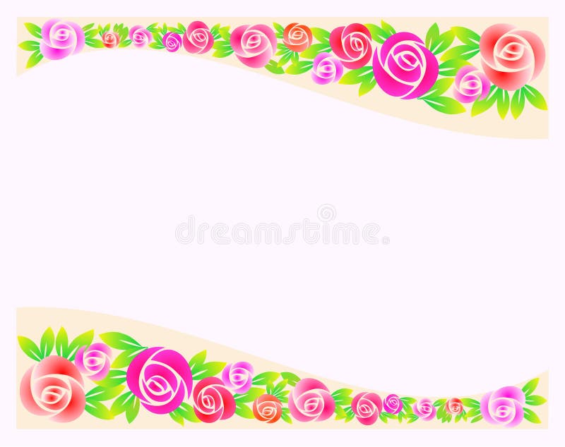 Border of roses stock vector. Illustration of line, leaf - 53901775