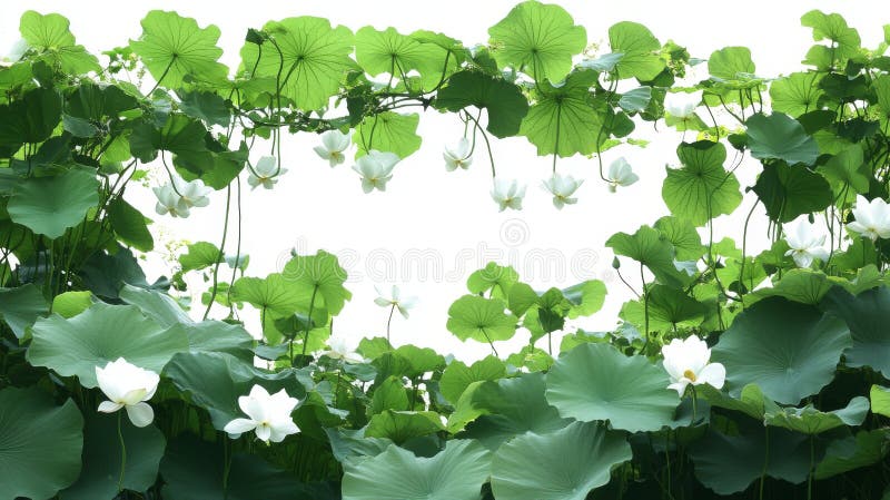 A Border of Serene Lotus Leaves, Isolated with Negative Space, Ideal ...