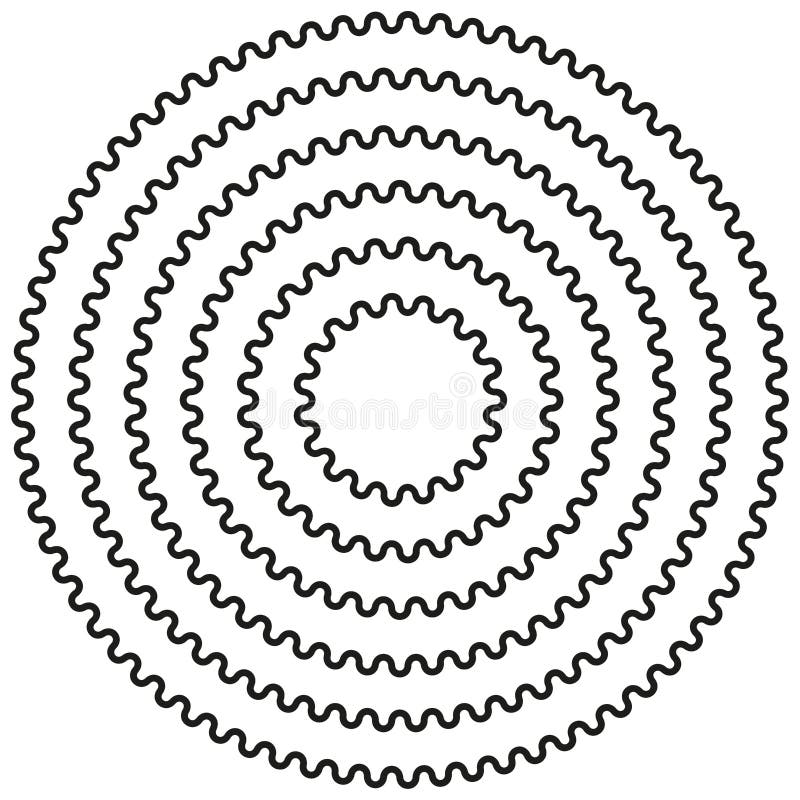 Round Circular Wave Border Frame in a Range of Sizes. Stock Vector ...