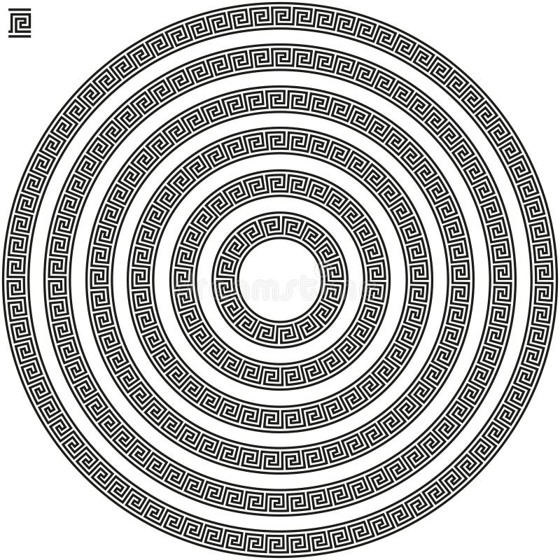 Vector Set of Round Greek Key Borders in Various Sizes Stock ...