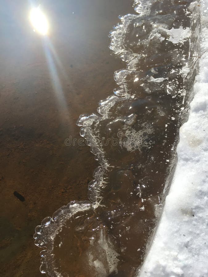 Border of Spring Ice and Water on the River Stock Image - Image of ...