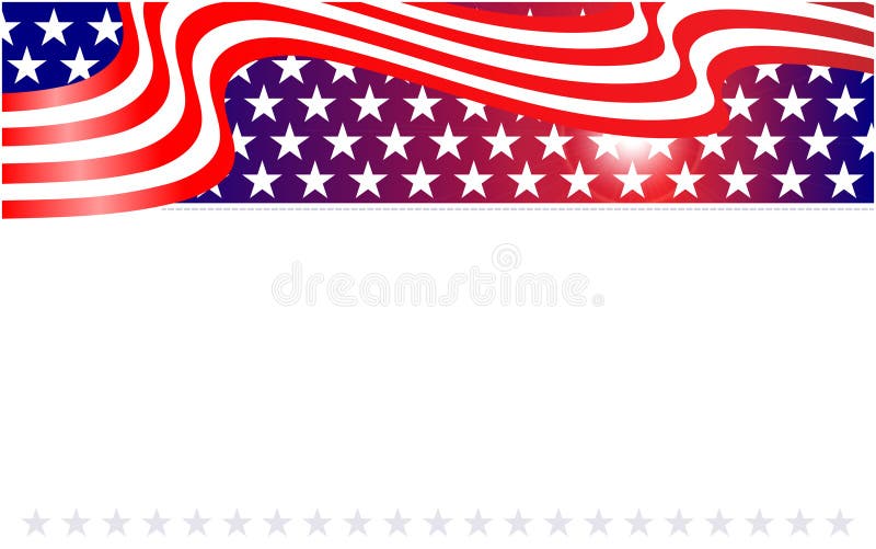 American Flag Symbols Border with Flowing Ribbon Vector Design Template ...