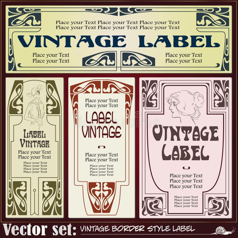 Art nouveau lables stock illustration. Illustration of nouveau - 39527034