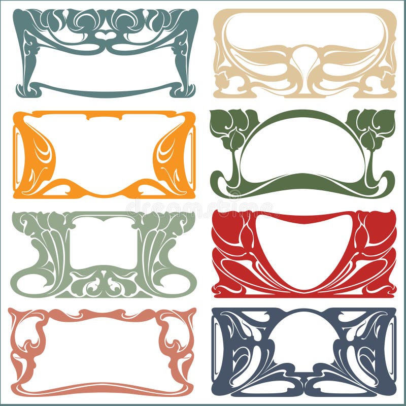 Border Style Labels on Different Topics with Flower Stock Vector ...